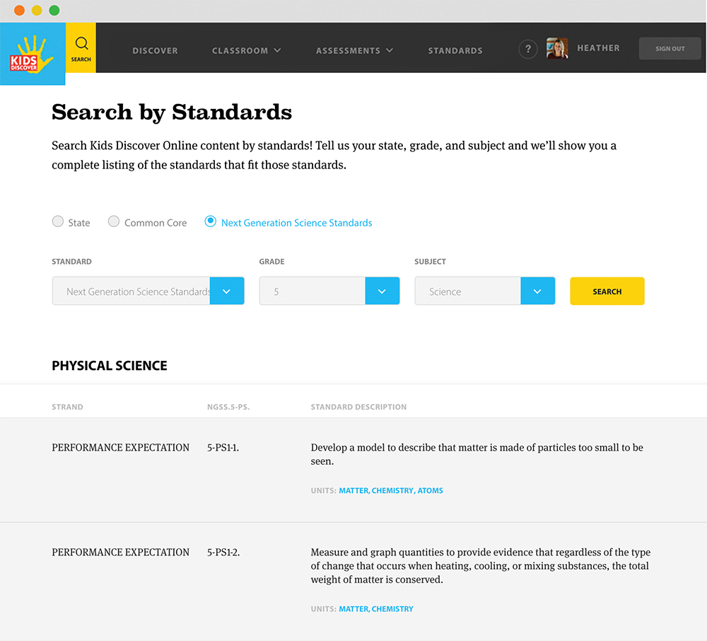 Search By Standards | Kids Discover Online