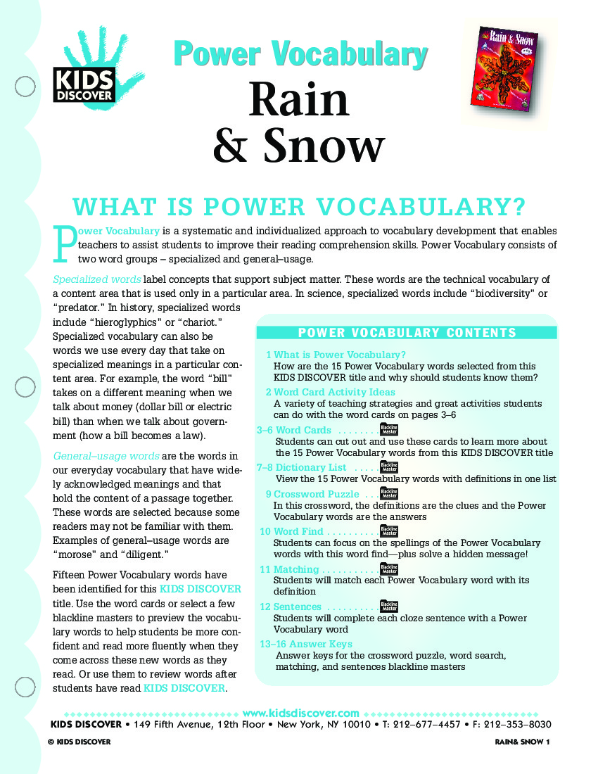 Power Vocabulary: Kids Discover Rain & Snow | Kids Discover Online