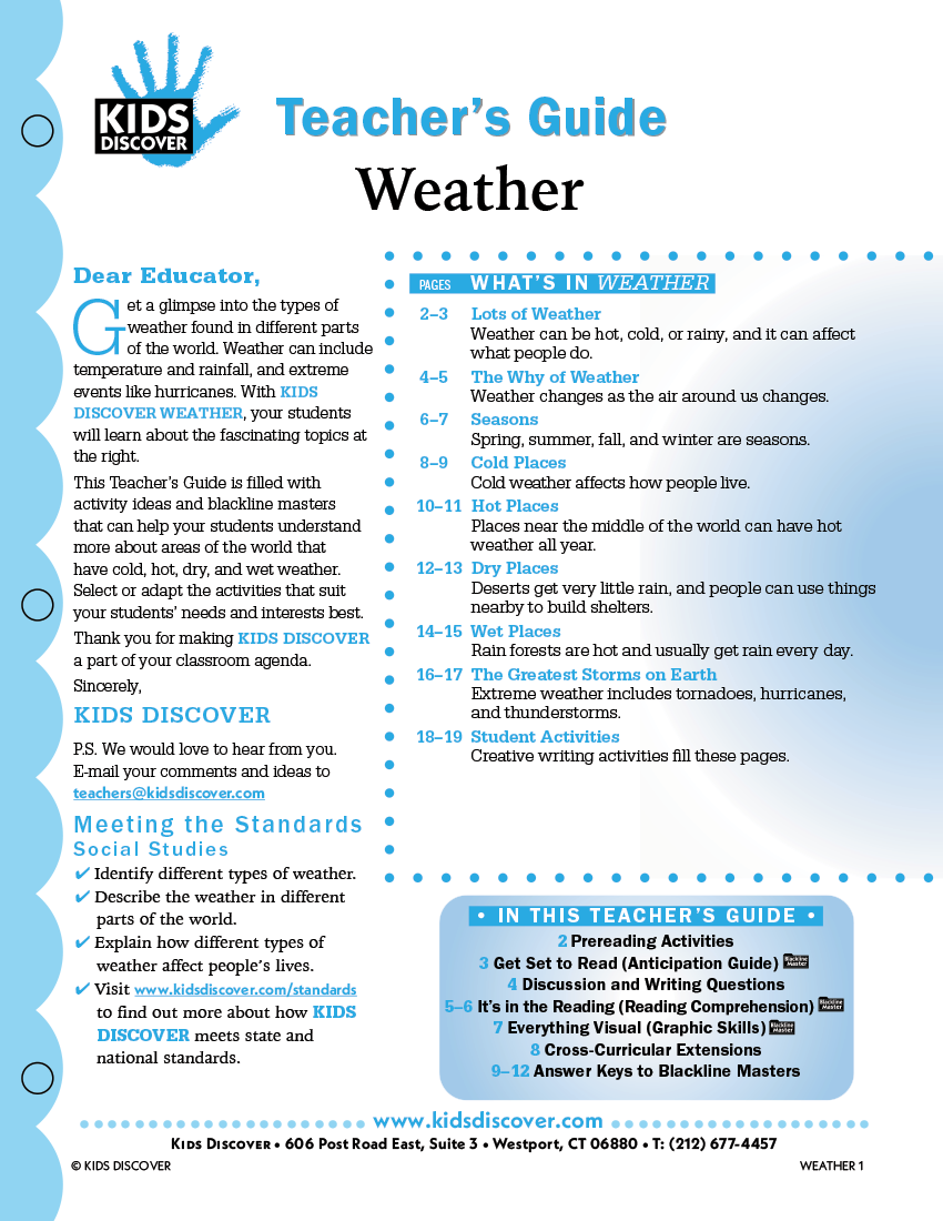 Teacher's Guide: Weather | Kids Discover Online